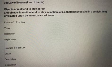 Get Answer St Law Of Motion Law Of Inertia Objects At Rest Tend To Stay At Transtutors