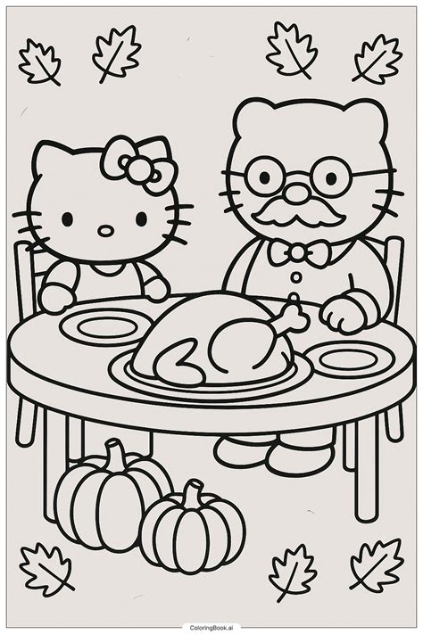 Hello Kitty Thanksgiving Kleurplaten