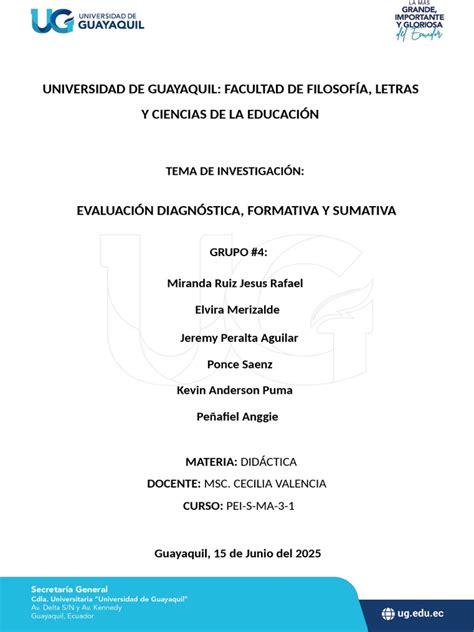 Grupo 4 Evaluación Diagnóstica Formativa Y Sumativa Pdf