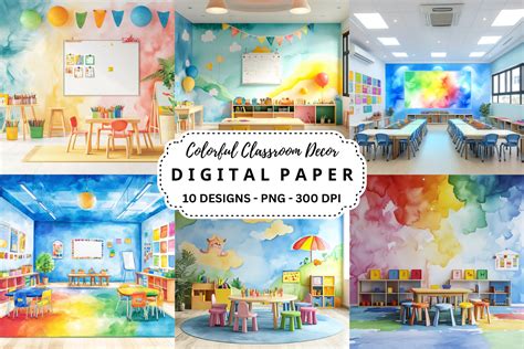 Colorful Classroom Decor Digital Paper Graphic By Pcudesigns · Creative