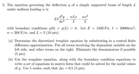 5 The Equation Governing The Deflection Y Of Simply Supported Beam Of