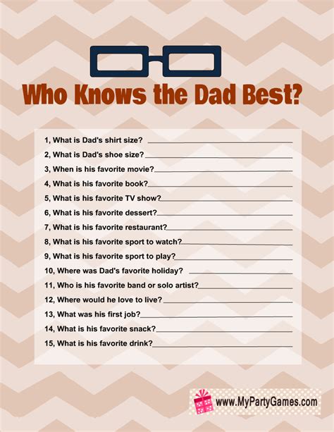 Free Printable Who Knows The Dad Best Fathers Day Game Who Knows