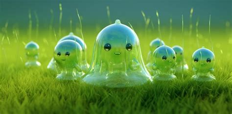 Premium Ai Image A Group Of Ghost Figurines On The Grass