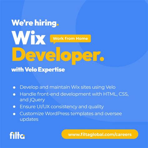 Filta On Linkedin Hiring Wix Developer Velo