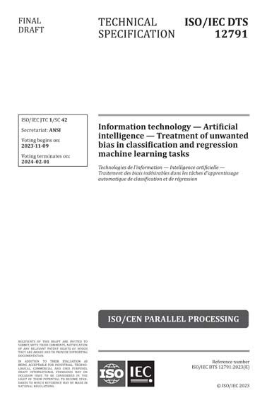 ISO IEC FDIS DTS 12791 2023 Information Technology Artificial Intelligence Treatment Of