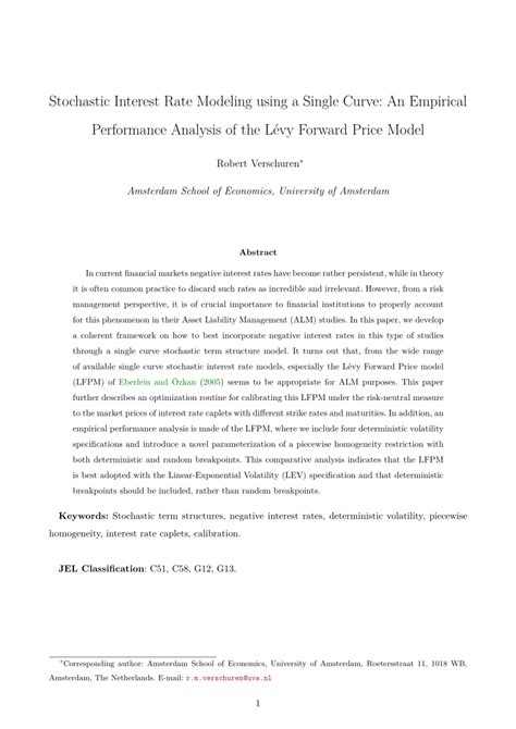 Pdf Stochastic Interest Rate Modeling Using A Single Curve An