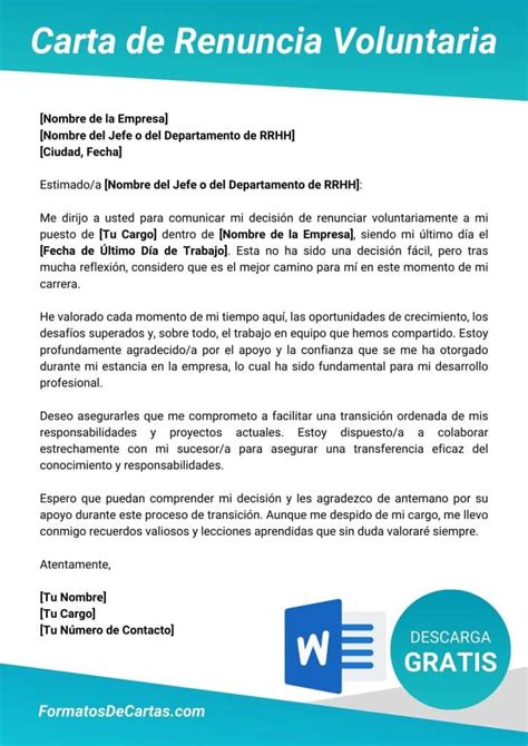 Carta De Renuncia Formato Word Mexico