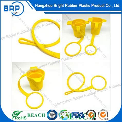 China Customized Silicone Rubber Yellow Cap Protector With Rope