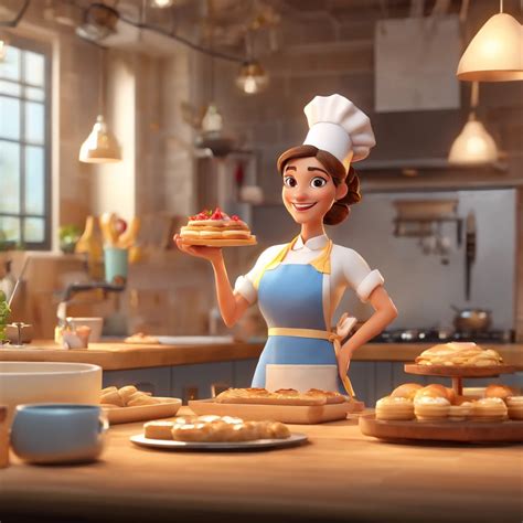 สร้างฉากการ์ตูนสไตล์ 3 มิติ พิกซาร์ ผู้หญิงที่ไหน มีผมสีน้ำตาลตรง อายุ 35 ปี เธอกำลัง