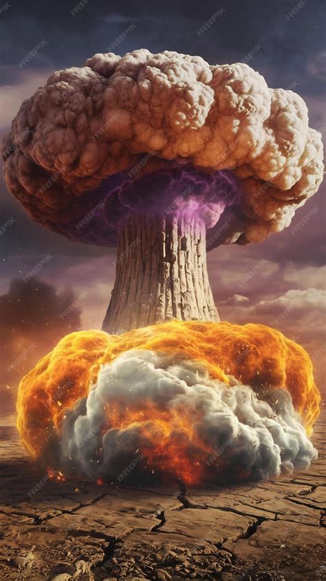 Nuclear Explosion Atom Bomb Explosion And Mushroom Cloud Exploding