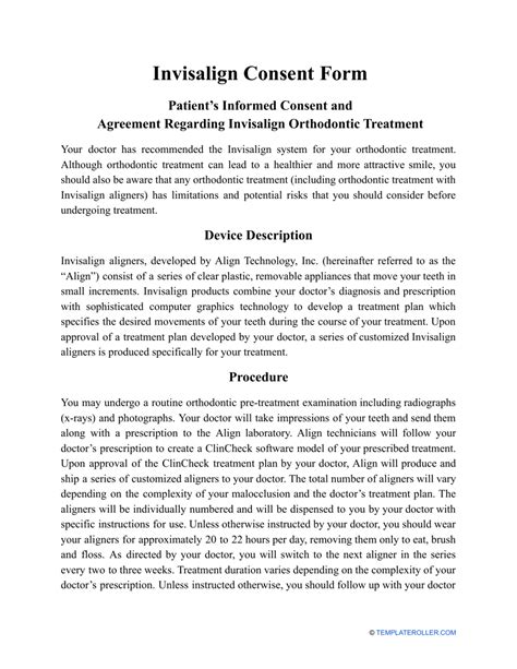 Invisalign Consent Form Fill Out Sign Online And Download Pdf