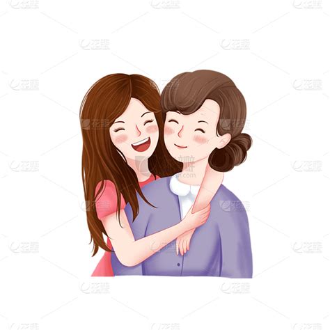 卡通感母亲节母女元素贴纸图片贴纸元素图片素材 花瓣网