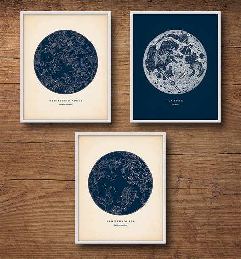 Astronomy Print Set Of 3 Star Map Print Star Chart Print Etsy