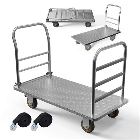Platform Truck Cart With Detachable Baffle Guardrail Heavy Duty 48x24