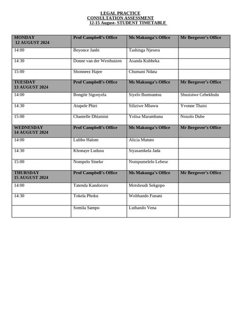 Student Timetable Pdf