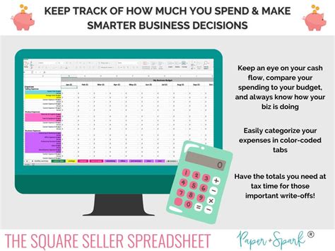 Square Seller Spreadsheet Bookkeeping Template For Squarespace Sites Accounting Spreadsheet