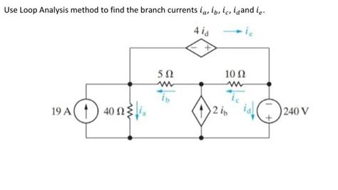 Solved Use Loop Analysis Method To Find The Branch Currents