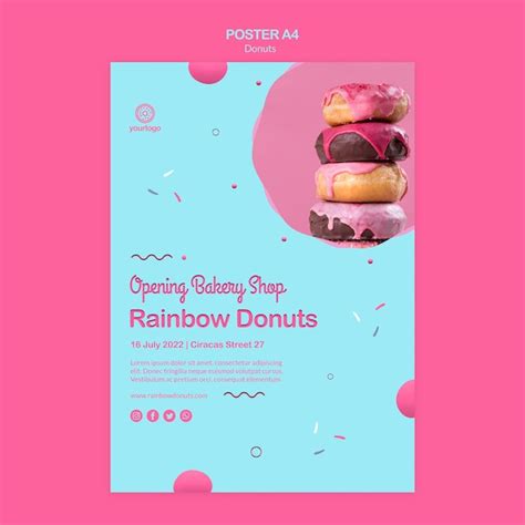 New Types Of Doughnuts Poster Template Free Psd File