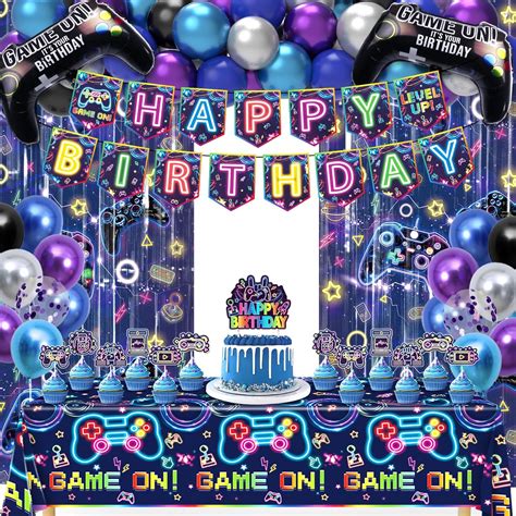 Video Game Birthday Decorations 67pcs Game Happy Birthday Party Supplies With Happy