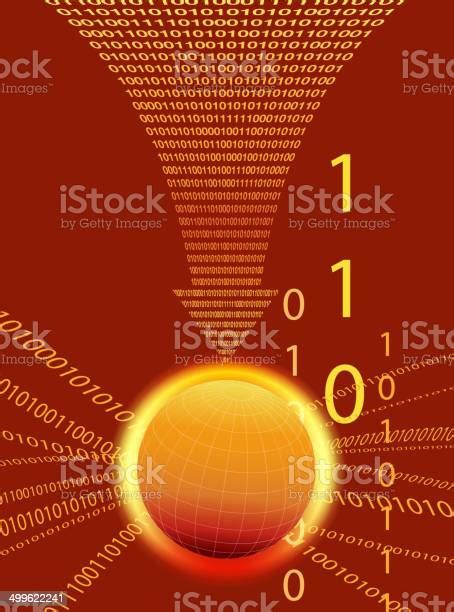 Data Background Binary Code Technology Stream With Globe Stock
