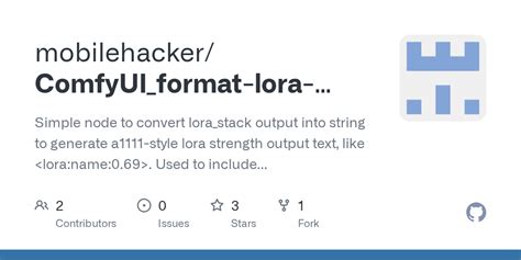 Activity · Mobilehackercomfyuiformat Lora Stack · Github