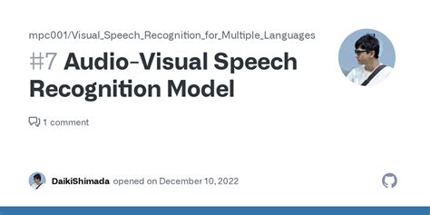 Audio Visual Speech Recognition Model · Issue 7 · Mpc001visualspeech