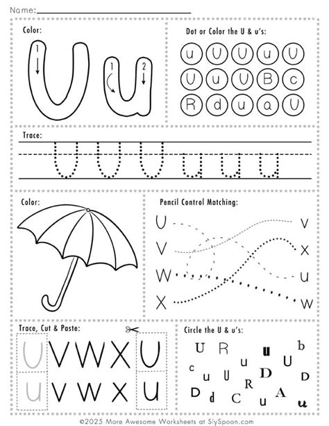 Free Printable Letter U Worksheets Sly Spoon