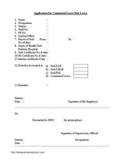 Application For Commuted Leave Sick Leave Pdf