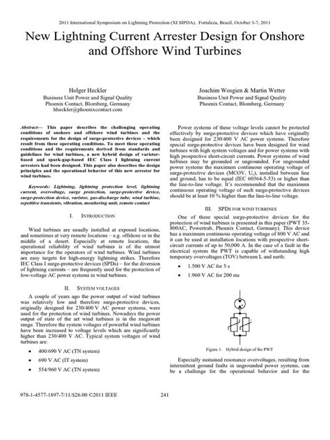 Pdf New Lightning Current Arrester Design For Onshore And Offshore Wind Turbines Dokumen Tips