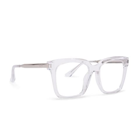 Bella Square Glasses Crystal And Blue Light Technology Diff Eyewear