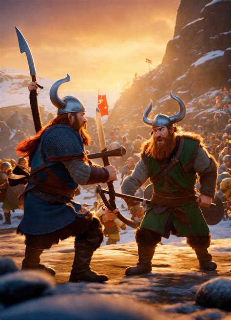 Lexica A Pixar Animated Photo Of Two Vikings Fighting In A Raid