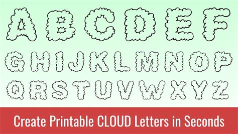 Printable Cloud Letters Free Alphabet Font Templates