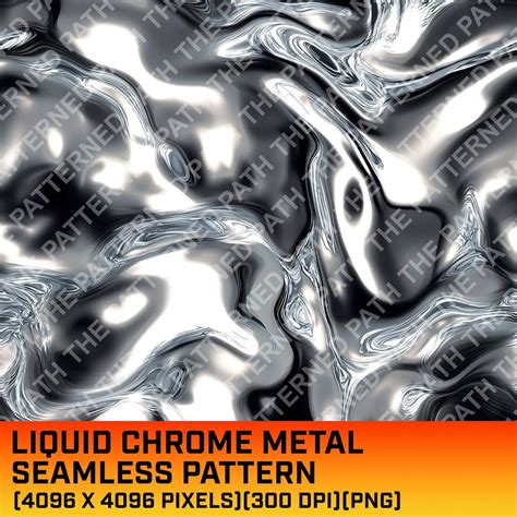 Liquid Metal Chrome Seamless Digital Pattern Metallic Texture Steel
