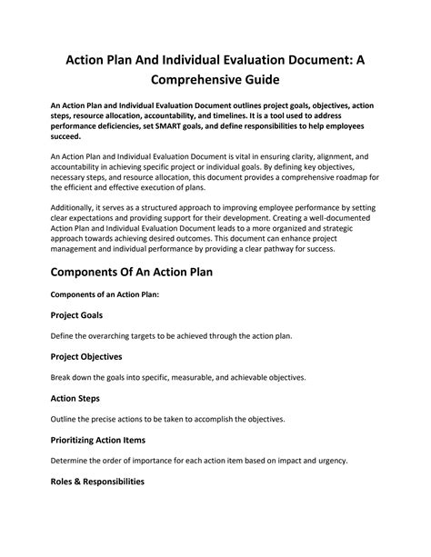 Solution Action Plan And Individual Evaluation Document A