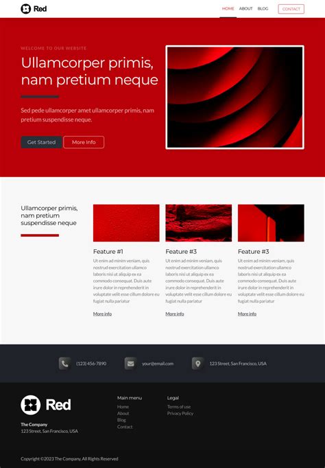 Red Template Fully Customizable Website Theme Kopage