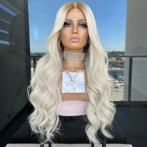 Human Hair Full Lace Wigs Platinum White Blonde Hairnjoy