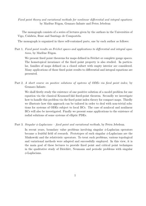 Pdf Fixed Point Theory And Variational Methods For Nonlinear