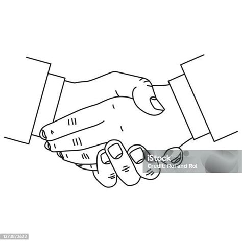 흰색 배경에 격리된 핸드셰이크 벡터 라인 아이콘입니다 2명에 대한 스톡 벡터 아트 및 기타 이미지 2명 개념 검은색 Istock