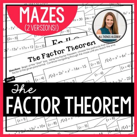 Factor Theorem Mazes All Things Algebra®