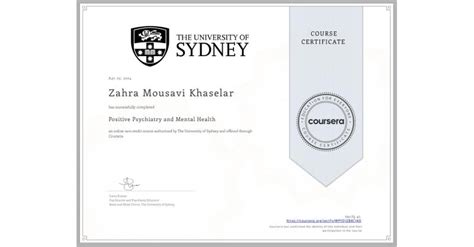 Zahra Mousavi On Linkedin Completion Certificate For Positive Psychiatry And Mental Health