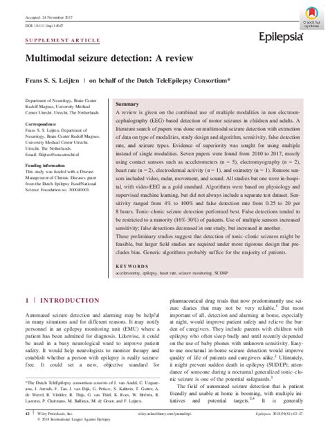 Pdf Multimodal Seizure Detection A Review
