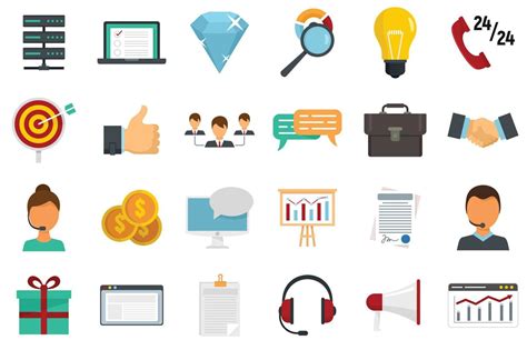 Crm Icons Set Flat Vector Isolated 8631332 Vector Art At Vecteezy