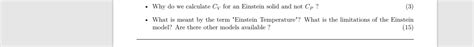 Solved Why Do We Calculate Cy For An Einstein Solid And Not