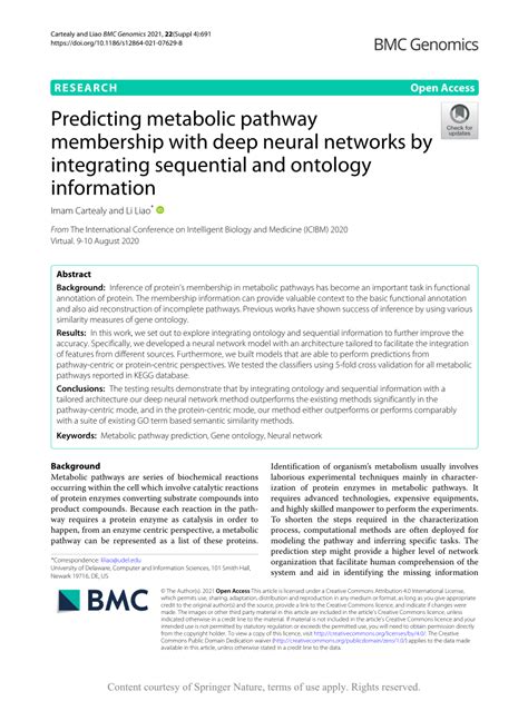 Pdf Predicting Metabolic Pathway Membership With Deep Neural Networks