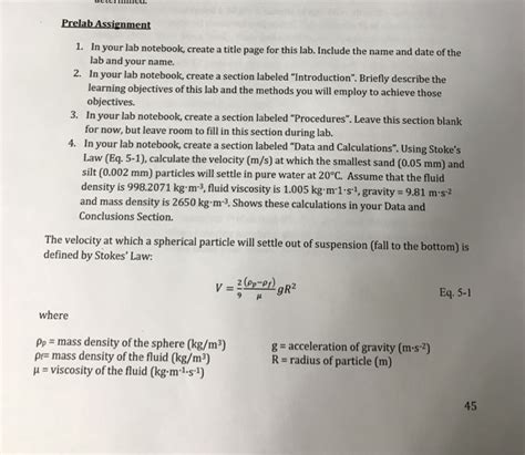 Prelab Assignment In Your Lab Notebook Create A Chegg