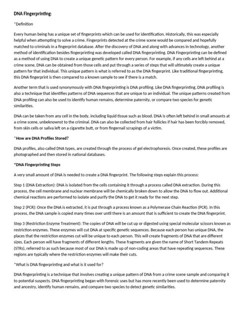 Dna Fingerprint Wps Office Pdf