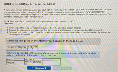 Solved Cotb Exercise 6 8 Algo Service Revenue Lo6 3 A