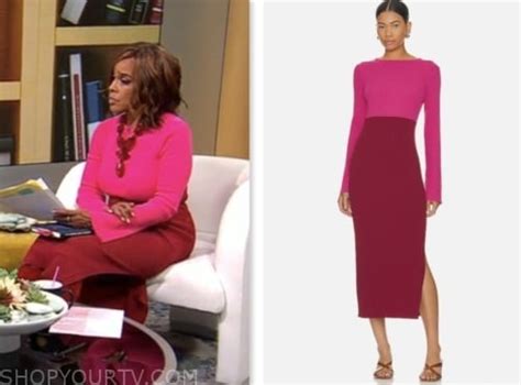 Cbs Mornings November 2023 Gayle Kings Red And Pink Colorblock Knit Dress Shop Your Tv