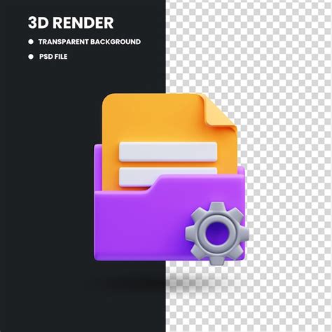폴더 프로젝트 관리 아이콘의 3d 렌더링 그림 프리미엄 Psd 파일