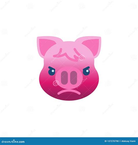 Pouting Piggy Face Emoji Line Icon Vector Illustration Cartoondealer